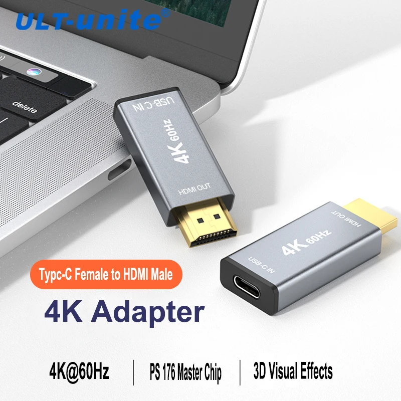 ULT unite C 타입 HDMI 수 어댑터 USB C 암 어댑터 컨버터, 애플 화웨이 델 HP 노트북 프로젝터 HDTV용 ...