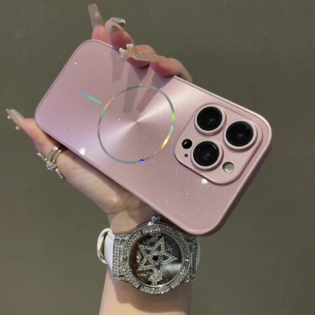 Глянцевый чехол для телефона Magsafe Glitter Aurora для iPhone 15 16 17 ...