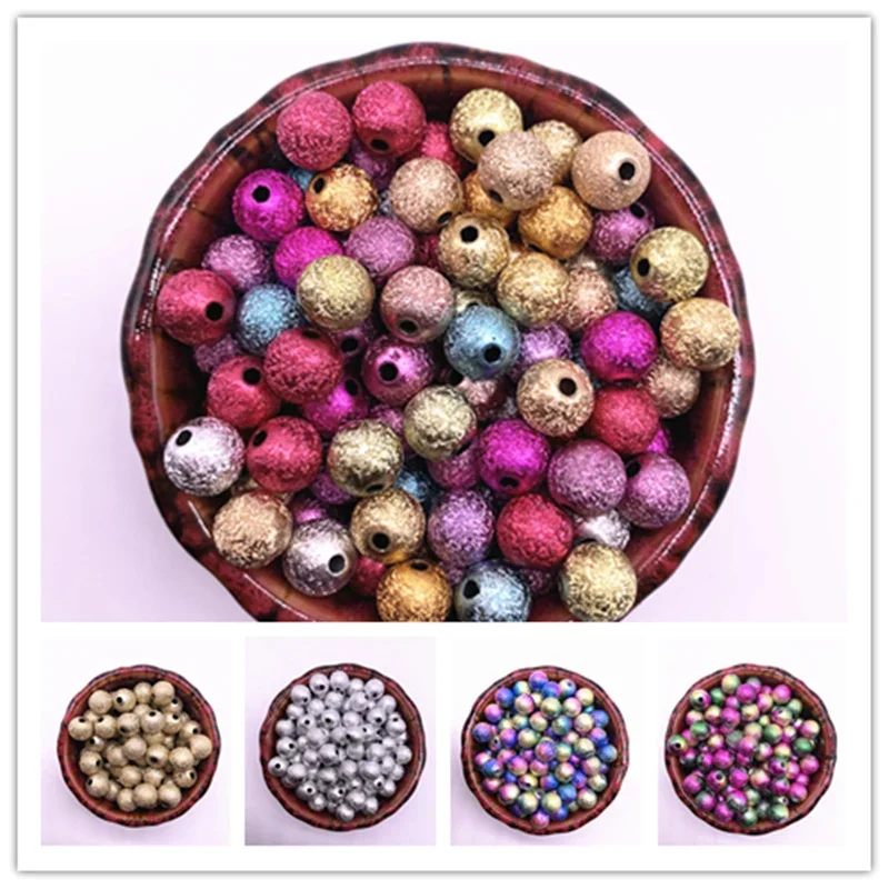 4/6/8/10/12mm Frosted Stardust Round Acrylic Beads Loose Spacer Beads ...