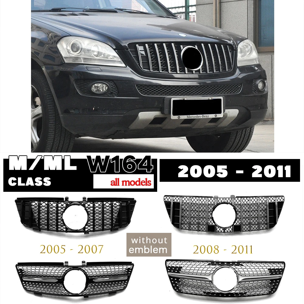 W164-Front-Bumper-Diamonds-GT-Grille-for-2005-2011-Mercedes-M-ML-Class ...