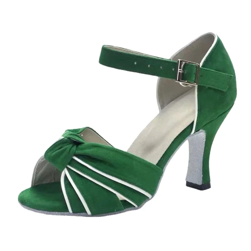 Green Latin Dance Shoes Women 2025 Indoor Soft-soled Jazz Tango ...