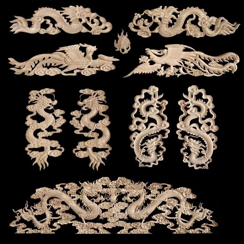 Chinese-Traditional-Dragon-Wood-Appliques-Cabinet-Furniture-Decorative ...