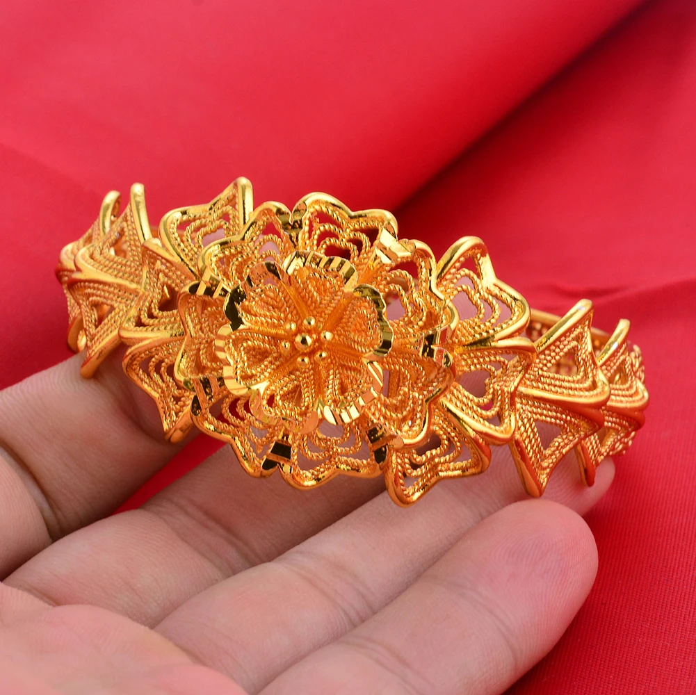Dubai 24k Gold Color Luxury Bangles for Women Arabic New Anniversary ...