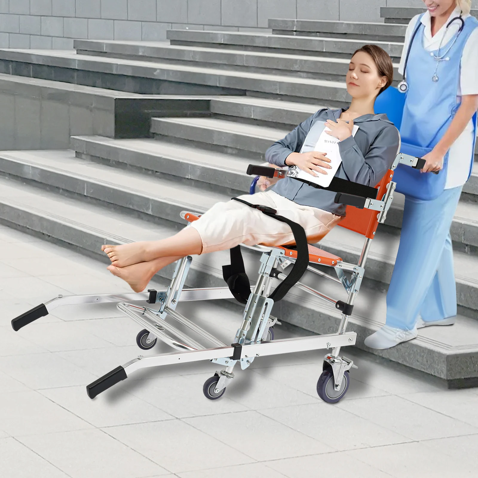 Foldable Stair Chair Emergency Rescue,350LB Capacity with 4-Wheel ...