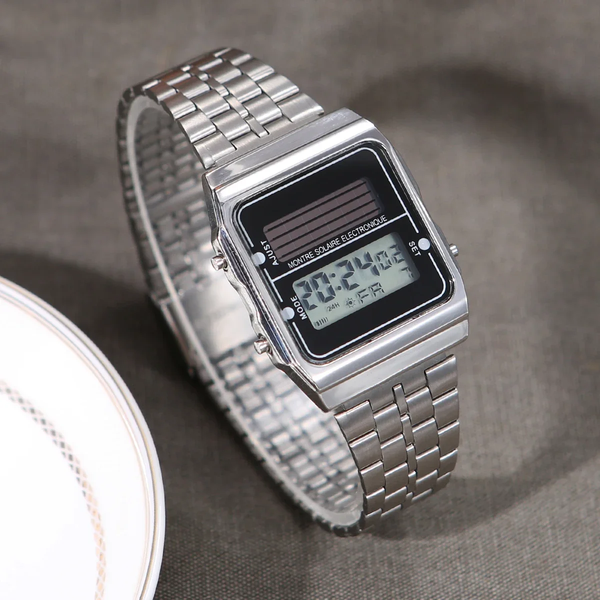 Solar Powered Electronic Watch Small Square Couple Watch Dropshipping ...