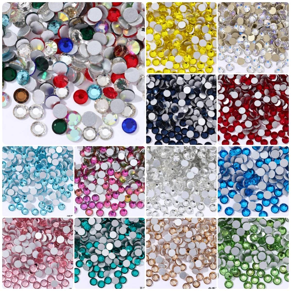 size-ss6-ss10-ss12-ss16-ss20-Crystal-Rhinestones-Non-Hot-Fix-Flat-Back ...
