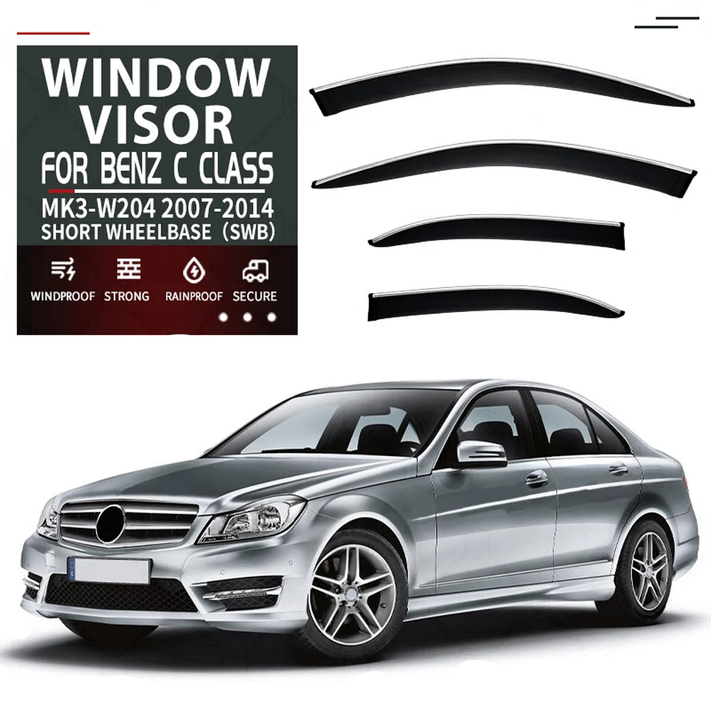 For Mercedes-Benz C-Class W204 2007-2014 SWB Wind Deflectors Rain ...
