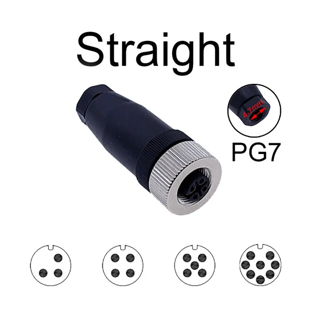 M12 sensor connector waterproof male&female plug screw threaded ...