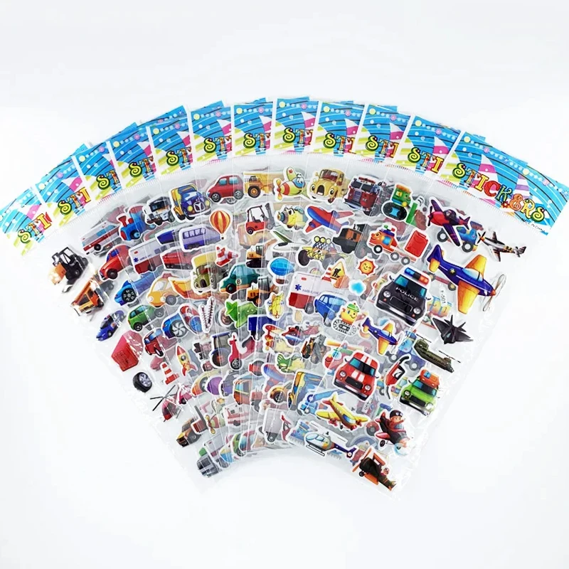 12-Sheets-Set-Engineering-Vehicle-Aircraft-Style-3D-Cartoon-Stickers ...