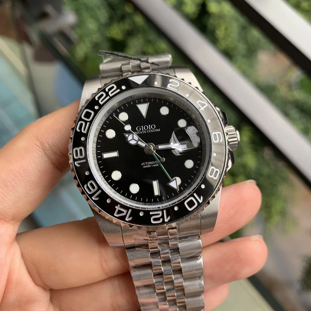 남성용 자동 GMT 기계식 세라믹 시계, 블루 블랙| | - AliExpress