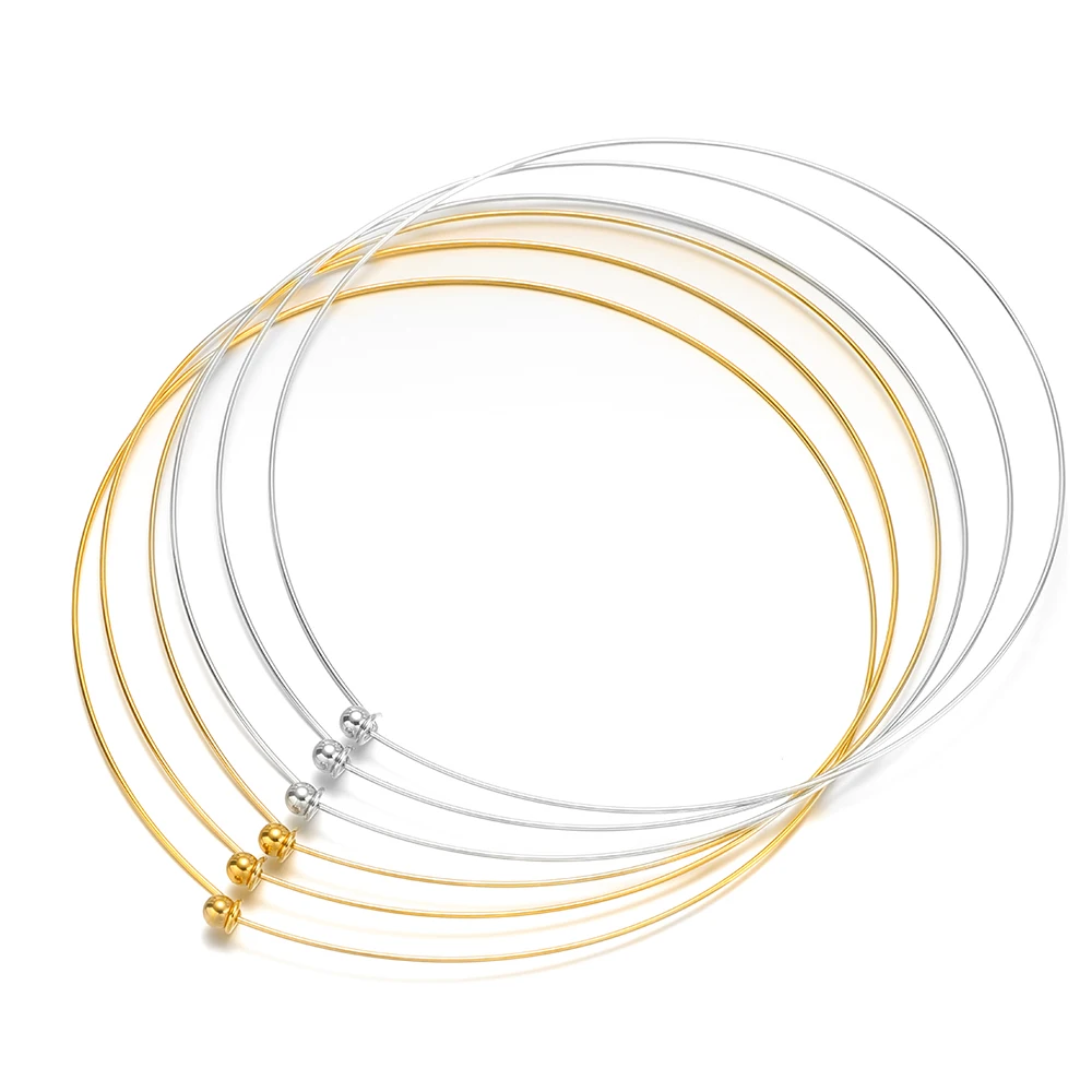 1 Piece 304 Stainless Steel Wire Collar Choker Necklace Round with ...