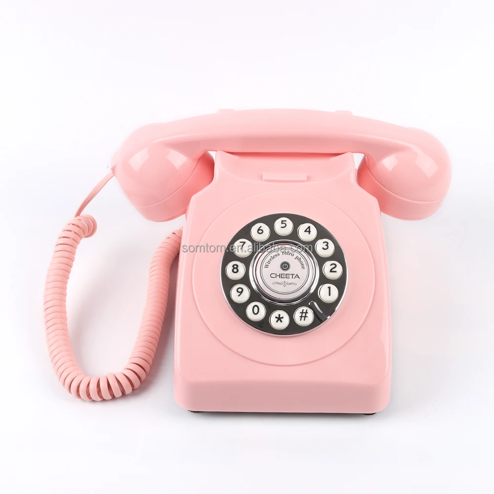 Europeu-antigo-telefone-fixo-sem-fio-criativo-retro-fixo-rosa-4G-cart-o ...