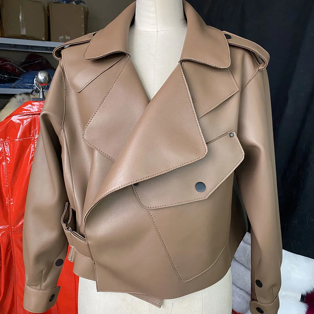 YOLOAgain 2025 Spring Loose Oversized Real Leather Jacket Women ...