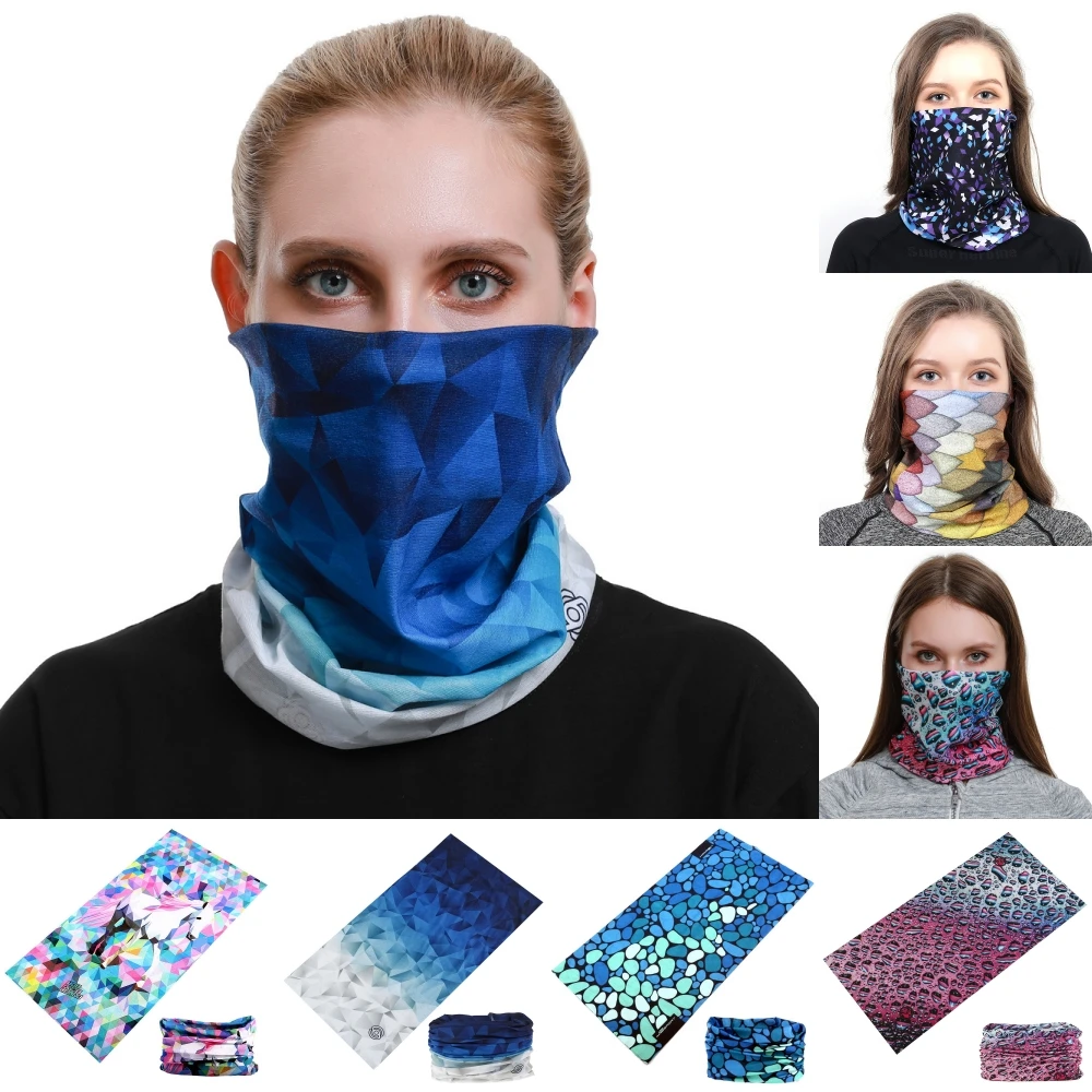 Colorful Geometric Design Women Men Seamless Bandanas Elastic Sports ...