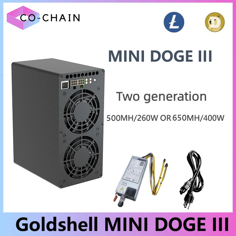 New-Goldshell-Mini-Doge-III-LTC-Doge-Coin-Miner-500MH-S-260W-or-650MH-S ...