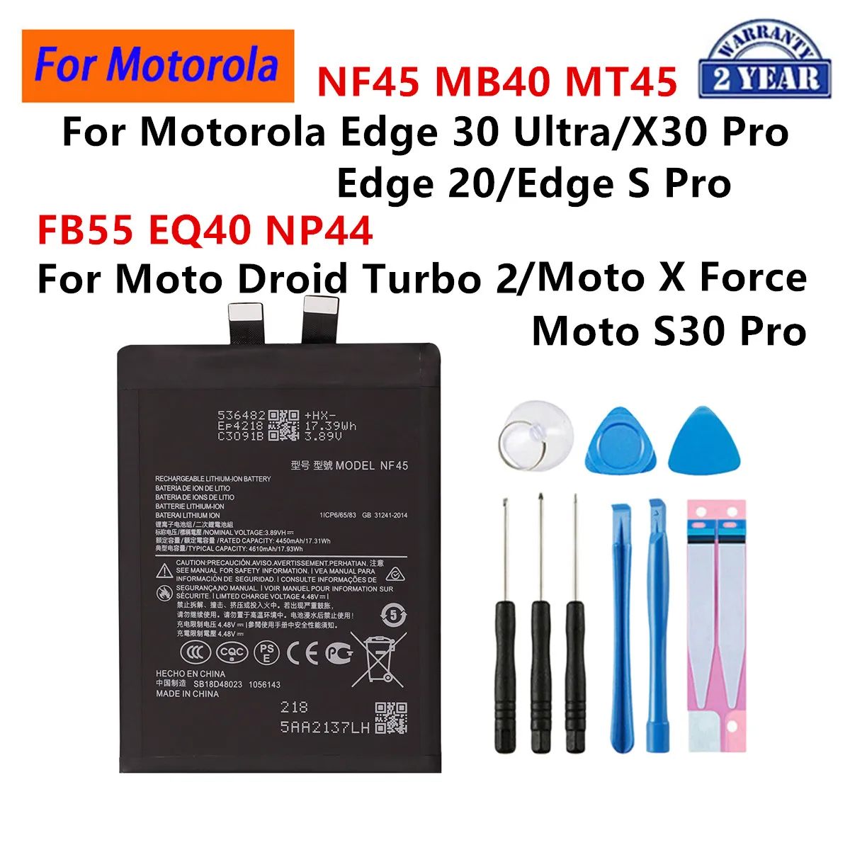 NF45 MB40 MT45 FB55 EQ40 NP44 Battery For Motorola Edge 30 Ultra/X30 ...
