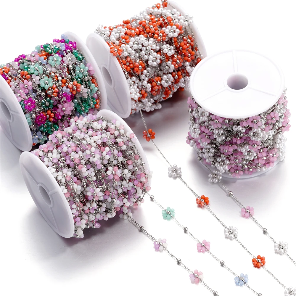 1-Meter-Stainless-Steel-Pearl-Braided-Flowers-Flat-Link-Chains-for ...