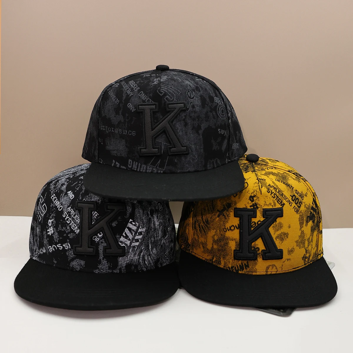1pc K letter embroidered hip-hop baseball cap with sun visor and flat ...
