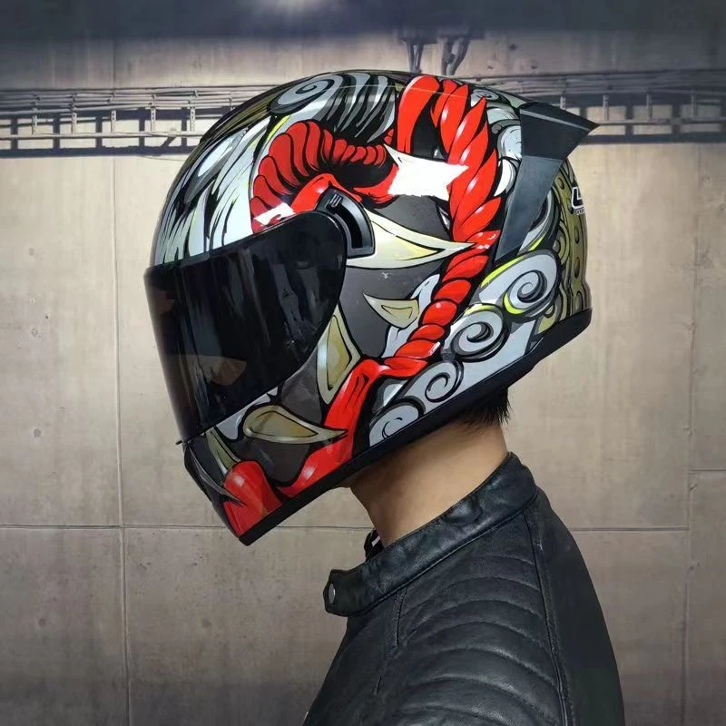 Motorcycle helmets men's and women's full helmets double lenses ...