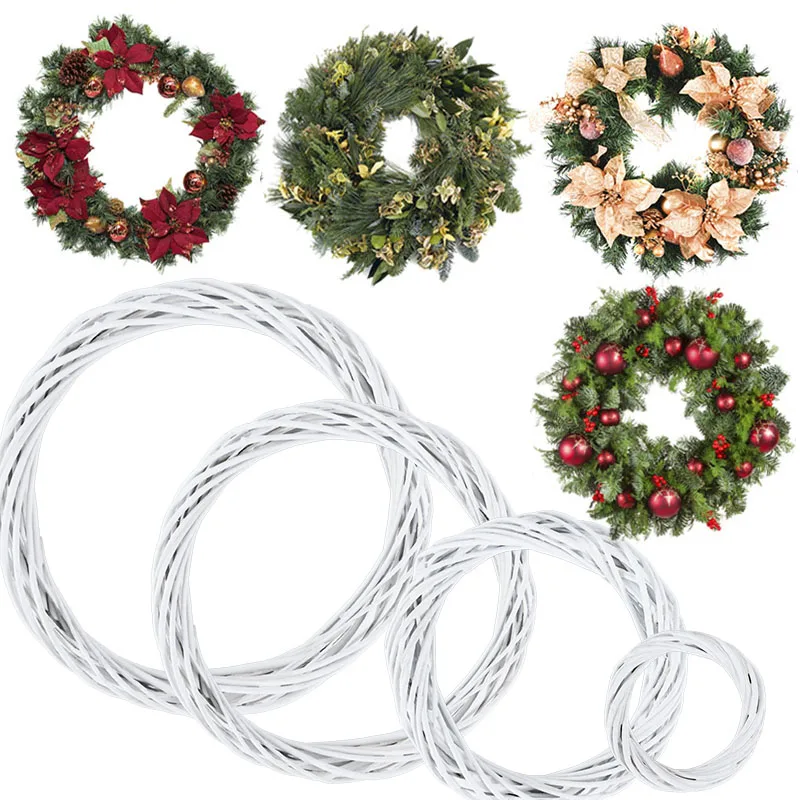 10-20-25-30cm-Christmas-Wreath-Rattan-Ring-White-Wicker-Wreath ...