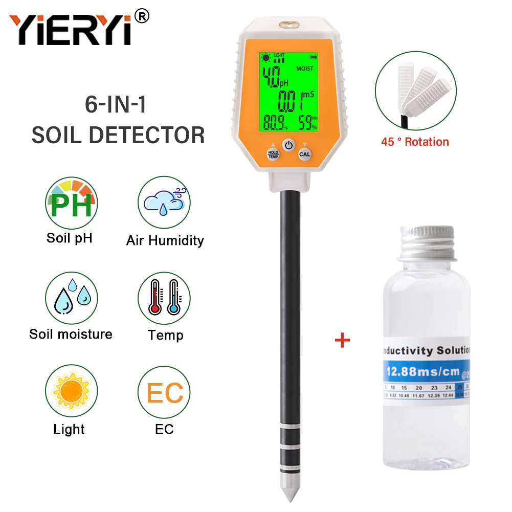 Yieryi-6-in-1-Soil-PH-Meter-Farm-Garden-Soil-Moisture-Tester-Soil-EC ...