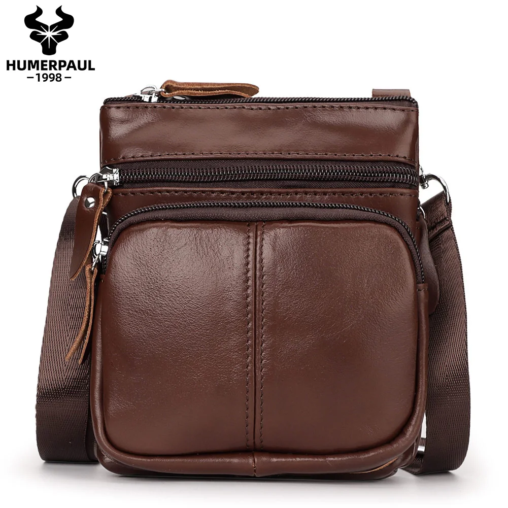 HUMERPAUL 2024 New Genuine Leather Mens Shoulder Bag Small Vintage ...