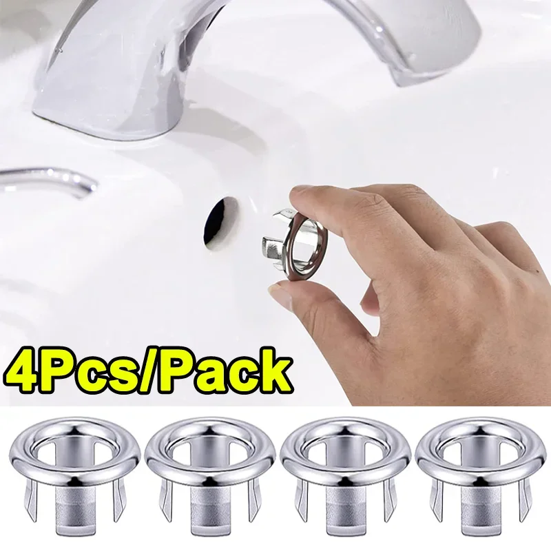 4PCS Kitchen Bathroom Basin Trim Bath Sink Hole Round Overflow Drain ...