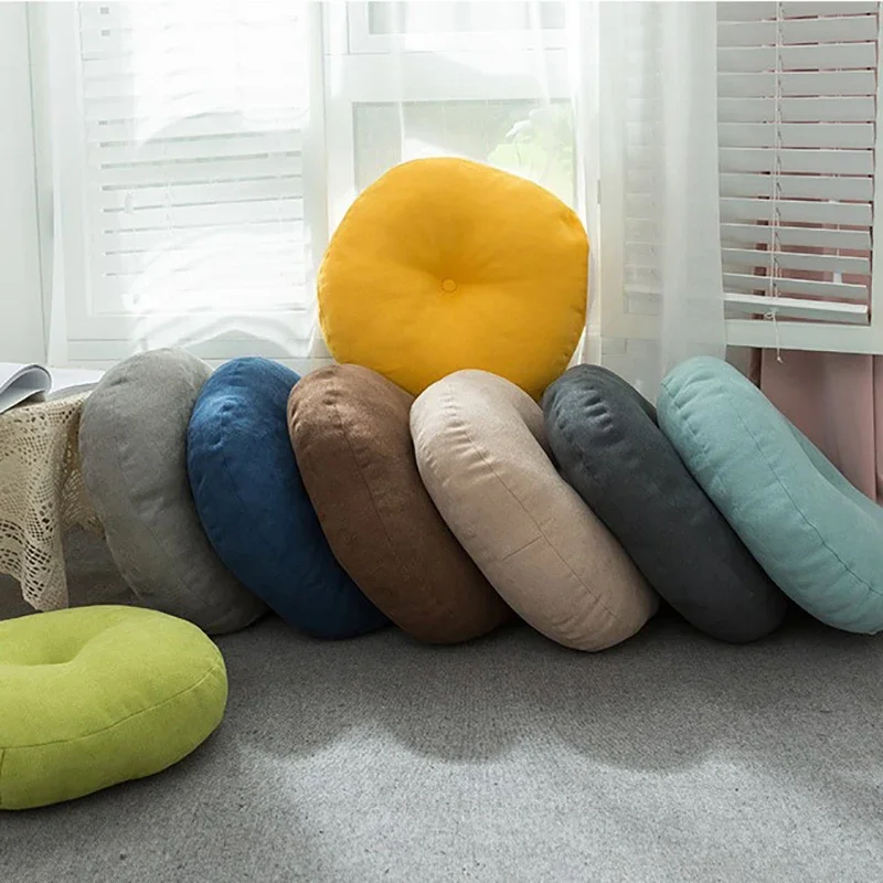 Round-Shape-Linen-Seat-Cushion-Silk-Cotton-Core-Tatami-Cushion-Pillow ...