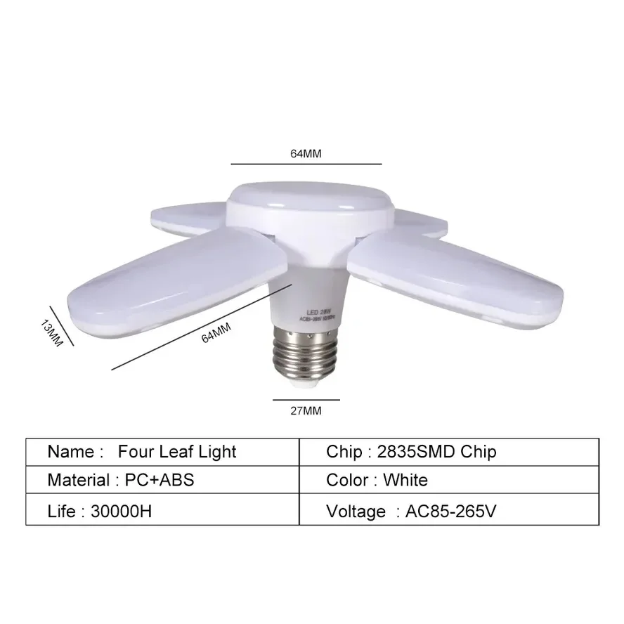Deformation-Folding-LED-Lamp-E27-Four-Leaf-Screw-4-1-Leaf-Lamp-28W-Wide ...