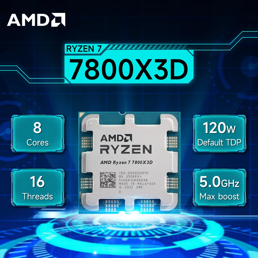 AMD Ryzen 7 7800X3D 4.2GHz 8-Core 16-Thread L3=96M Processor R7 7800X3D ...