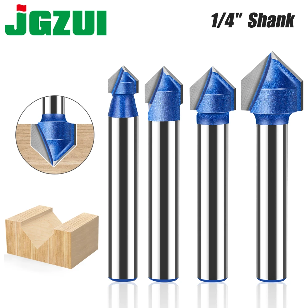 6mm-1-4in-Shank-90-Degree-V-Type-Slotting-Cutter-Router-Bit-CNC-Solid ...