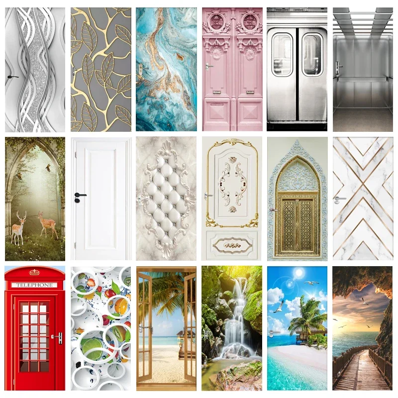 Creative-DIY-Door-Stickers-Mural-Self-Adhesive-PVC-3D-Wallpaper-Art ...