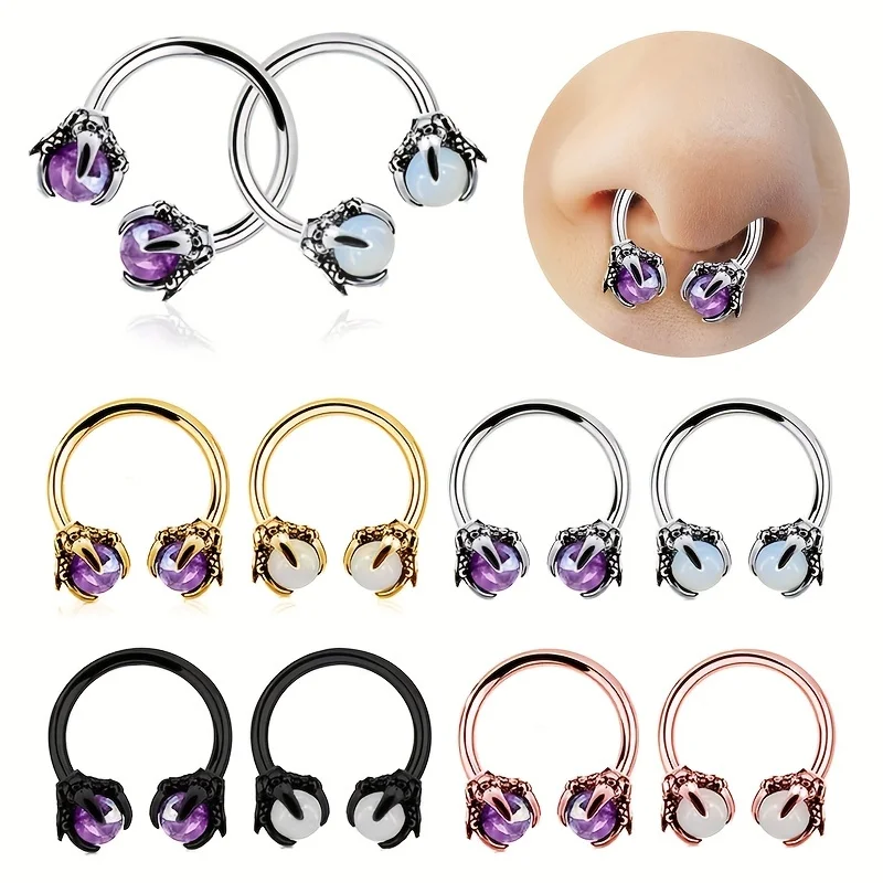 Fashion Opal Dragon Claw Nose Ring for Women Men Helix Cartilage Tragus ...