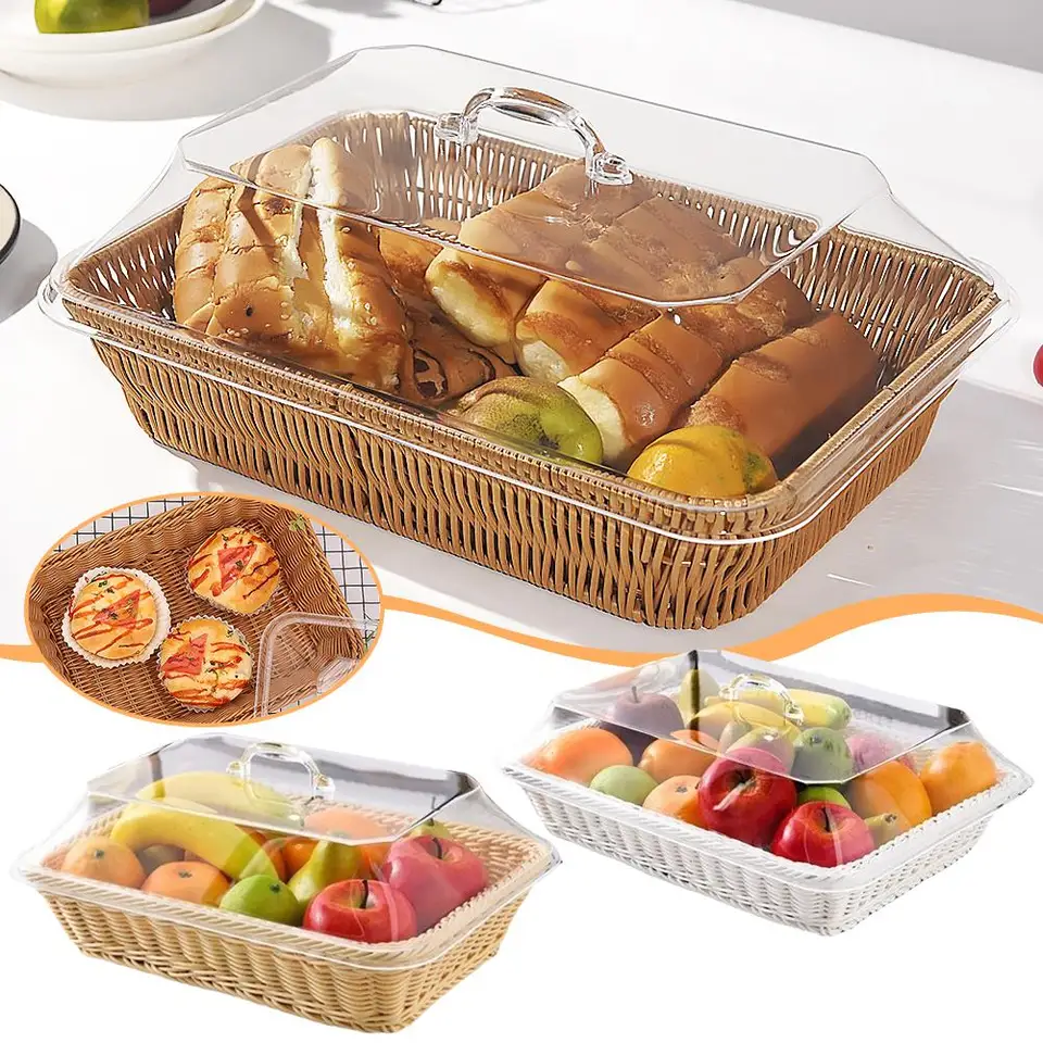 Round Basket 6 PCS 12x8 Inch Wicker Bread Basket, Woven Serving Basket ...