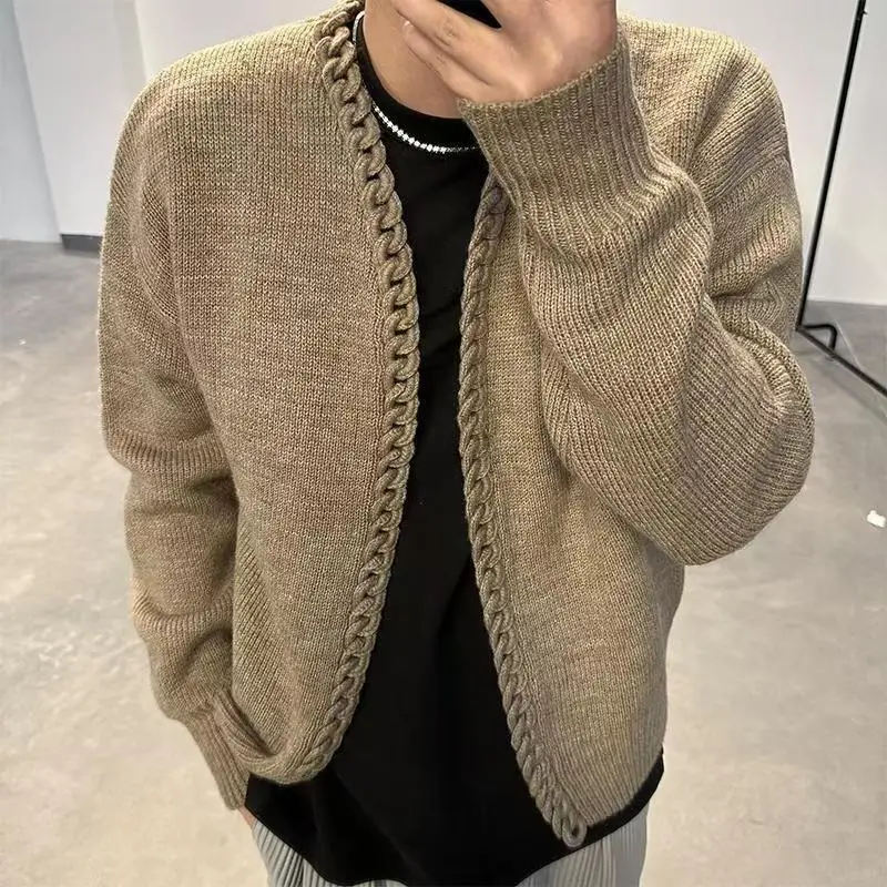Vintage Overweight Pounds Mens Cardigan Sweater Luxury Design Jacquard ...