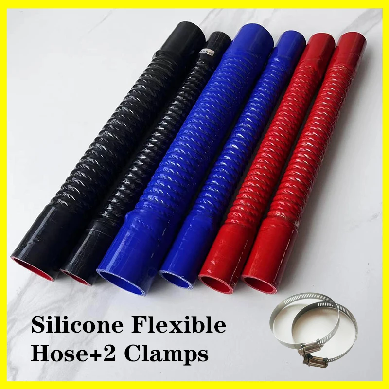 All-Size-Universal-Blue-black-Silicone-Flexible-Hose-Car-Air-Intake ...