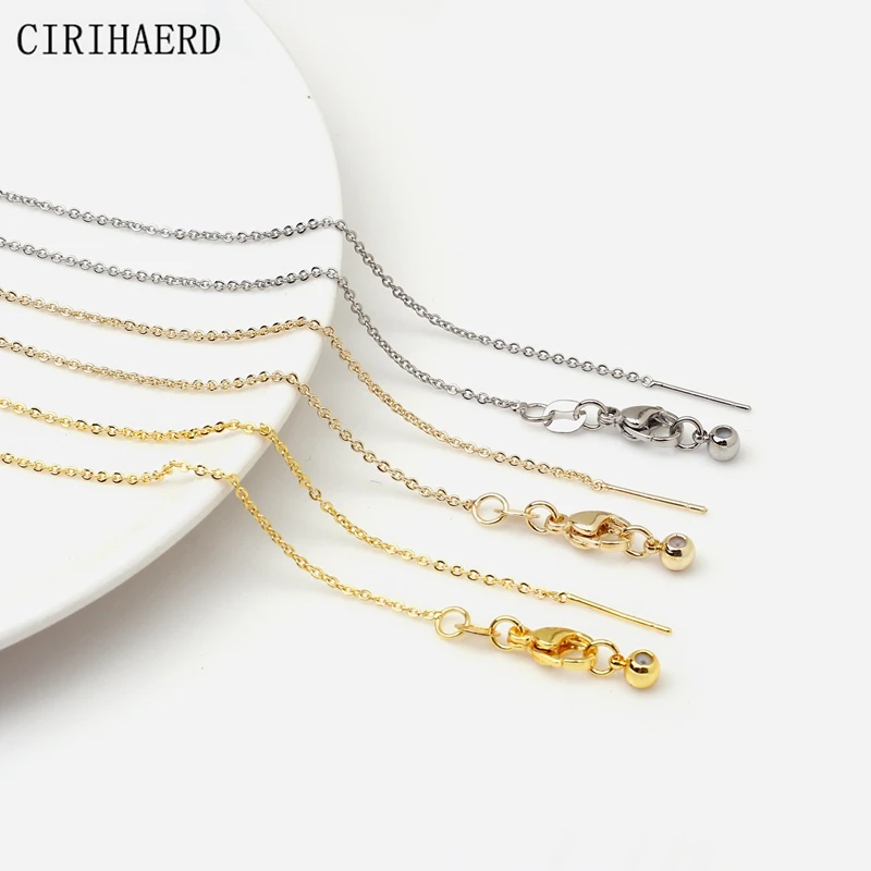 14K-Gold-Plated-Flat-Round-Chain-Thrusting-Pin-Beaded-Adjustable-Chains ...