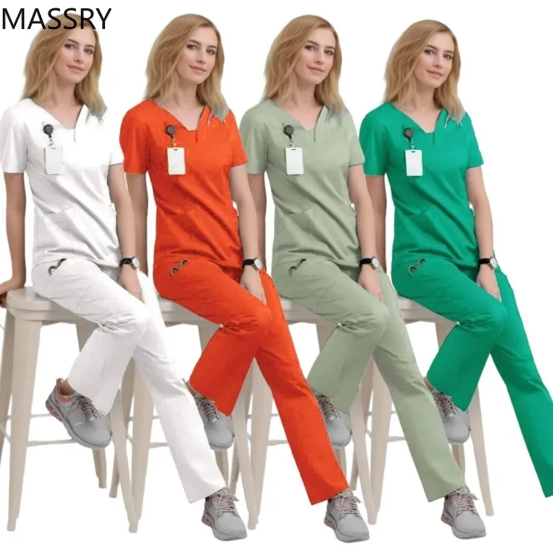 Uniforme-m-dico-de-manga-corta-para-enfermera-conjunto-c-modo-con ...