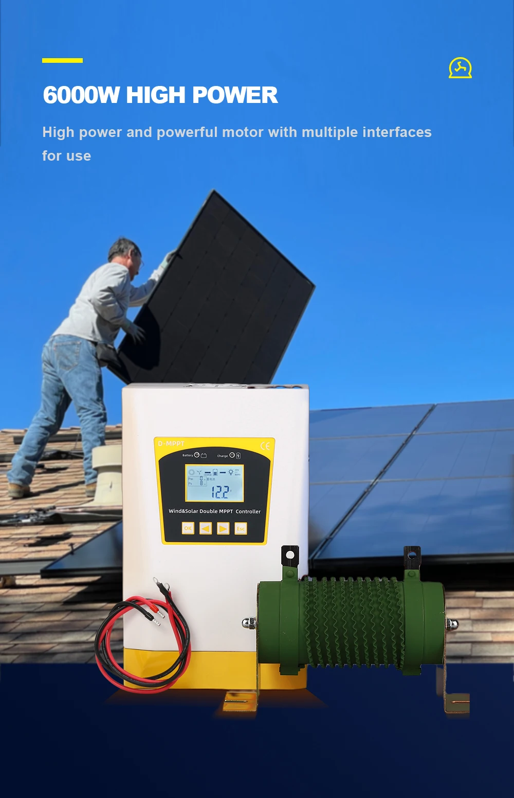 Double MPPT Charge Controller Solar & Wind Hybrid System 6000w 12v 24v ...