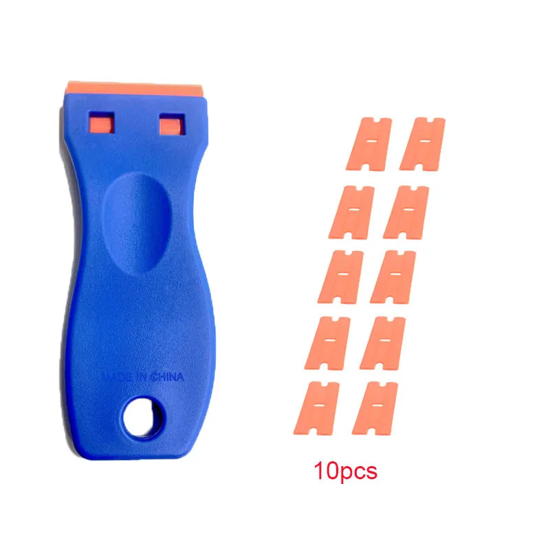 1.5" Plastic Razor Scraper With 10pcs Double Edged Plastic Blades For ...