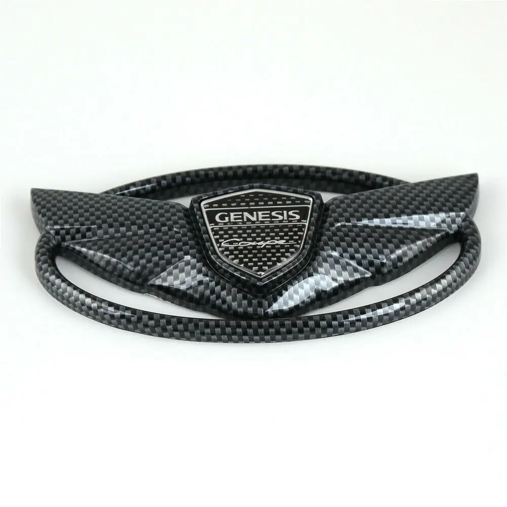 1pc Carbon Fiber Black GENESIS Emblem Car Front Hood Grille Rear Badge ...