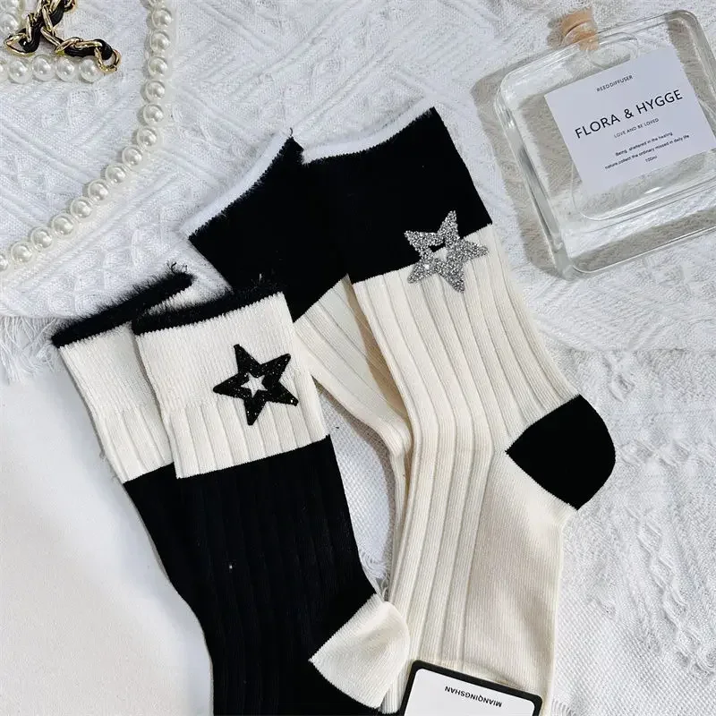 Three-Dimensional-Rhinestone-XINGX-Mid-Length-Socks-Women-s-Outer-Wear ...
