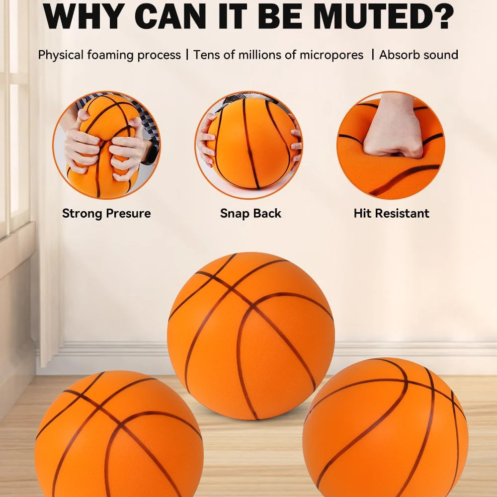 Indoor Silent Basketball Kids Foam Basketball Bouncing No Noise ...