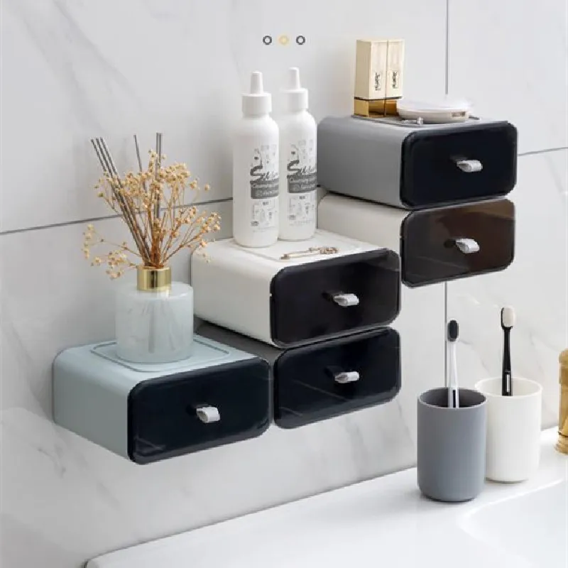 Bathroom Wall-mounted Storage Box Washbasin Cosmetics Jewelry ...