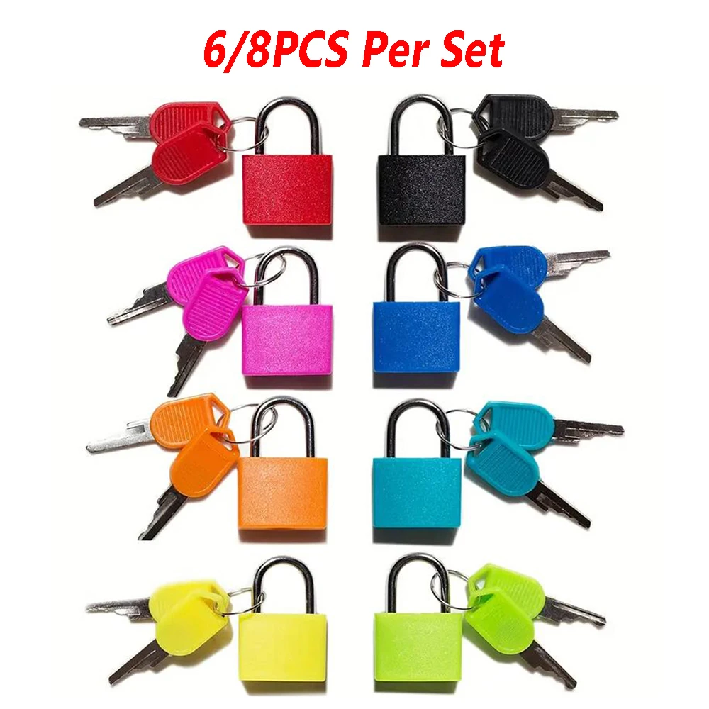 6-8PCS-Mini-Padlock-with-2-Keys-Colorful-Baggage-Lock-Zinc-Alloy-Travel ...