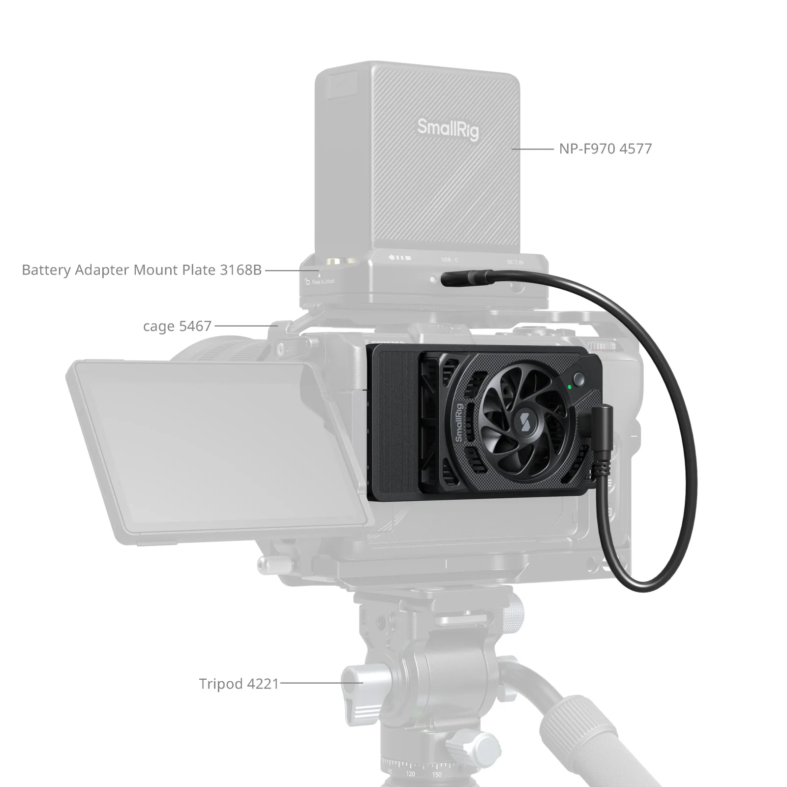 -SmallRig ZR Cooling Fan for Nikon ZR with Mounting Bracket for Sony ZV ...