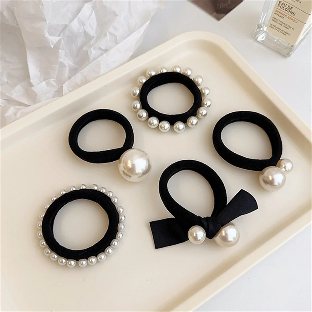 5pcs-Fashionable-and-simple-pearl-hair-tie-small-fragrance-high ...