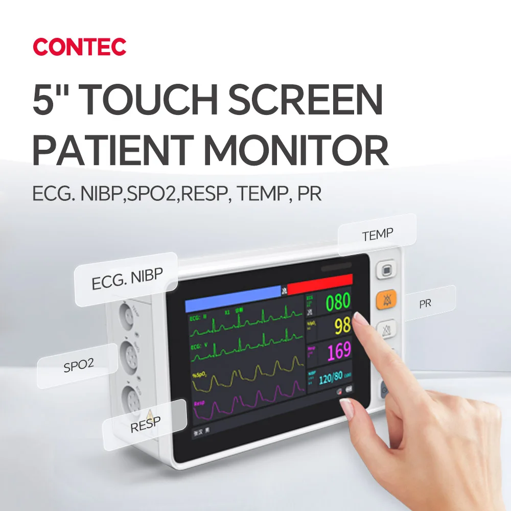 CONTEC CMS1000 Touch Screen Patient Monitor Human/Veterinary Portable 6 ...