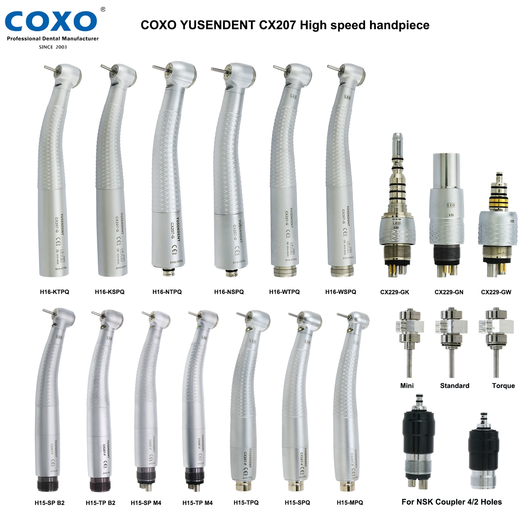 Coxo Dental Led Fiber Optic High Speed Handpiece Air Turbine E ...