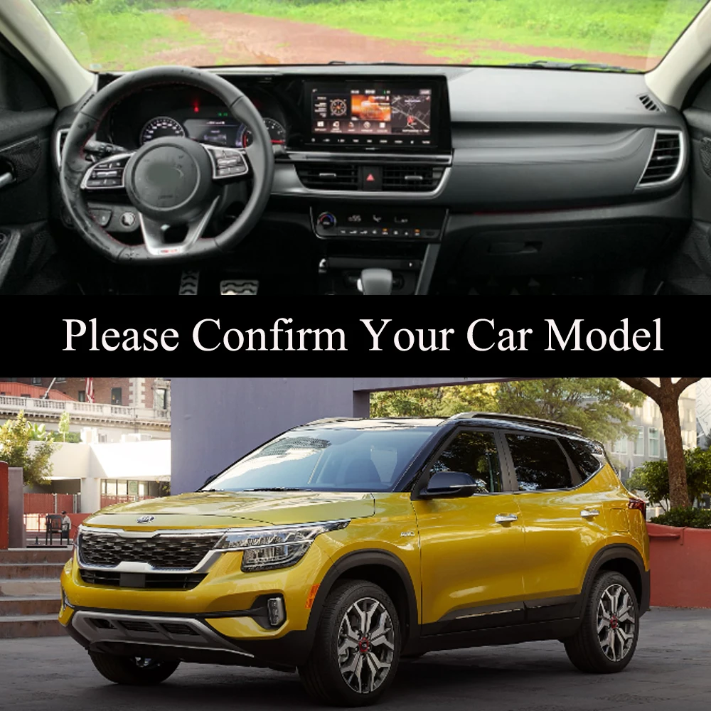 Brun-RHD - Couverture de tableau de bord pour Kia Seltos SP2 2020 2021 2022, Tapis, Pare-soleil ...